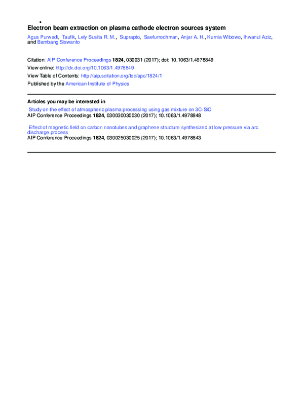 (PDF) Electron beam extraction on plasma cathode electron sources system