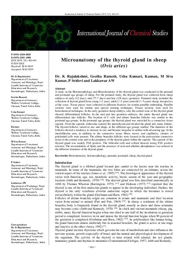 (PDF) Thyroid Gland Microanatomy in Sheep (Ovis aries)