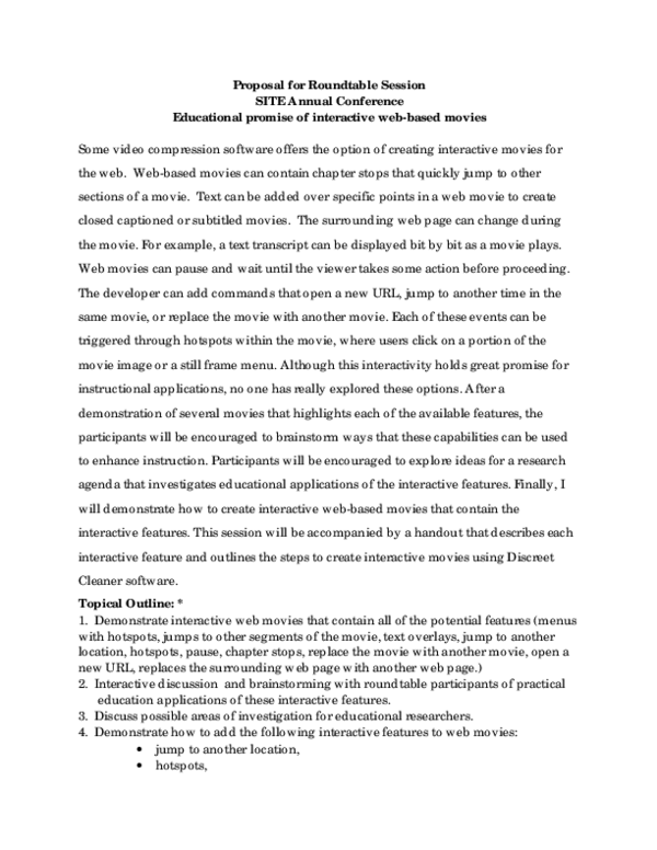 (PDF) The educational promise of interactive web-based movies