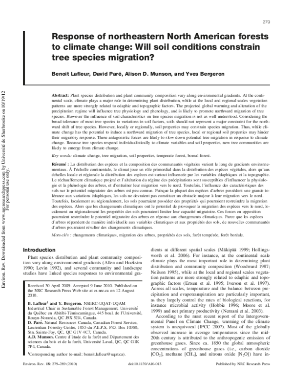 (PDF) Response of northeastern North American forests to climate change ...