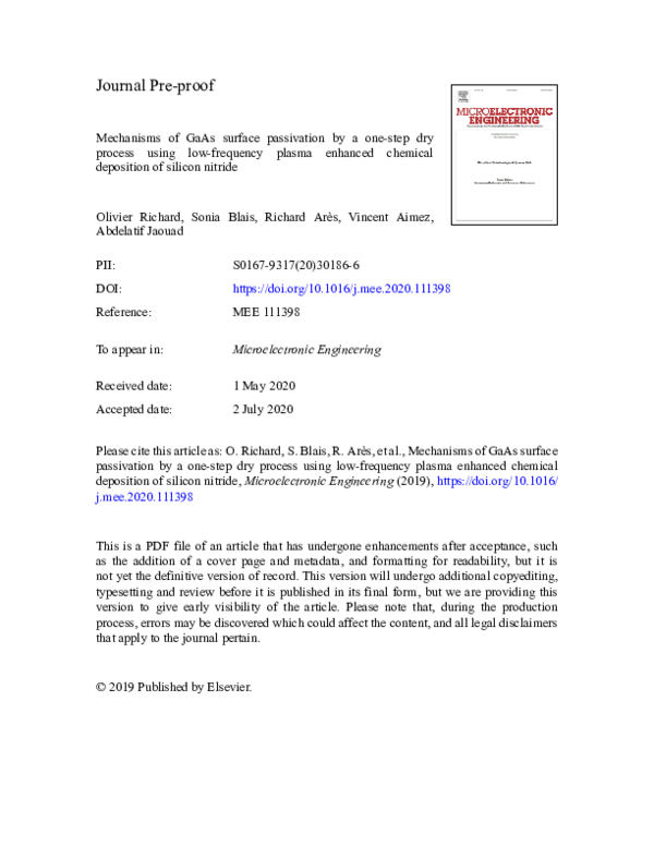 (PDF) Mechanisms of GaAs surface passivation by a one-step dry process ...