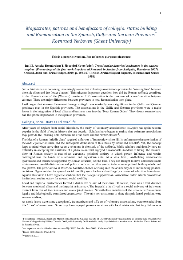 (PDF) Magistrates, patrons and benefactors of voluntary associations ...