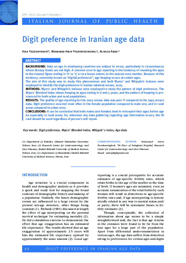 (PDF) Digit preference in Iranian age data