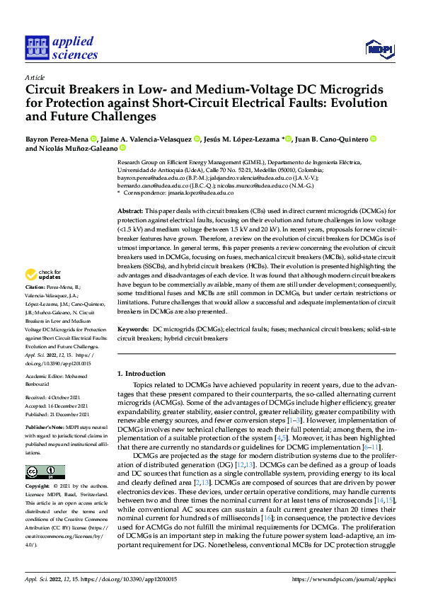 (PDF) Circuit Breakers in Low- and Medium-Voltage DC Microgrids for Protection against Short ...