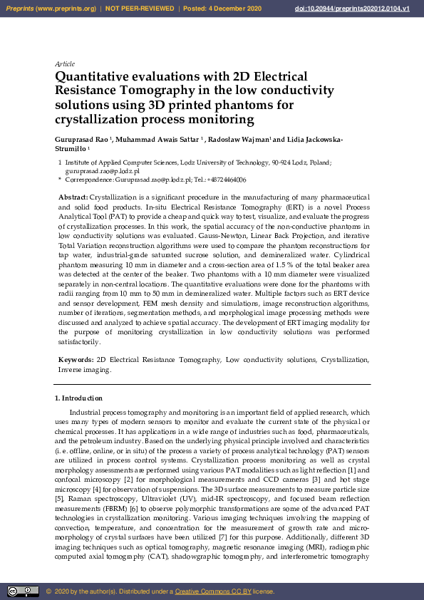 (PDF) Quantitative Evaluations with 2D Electrical Resistance Tomography ...