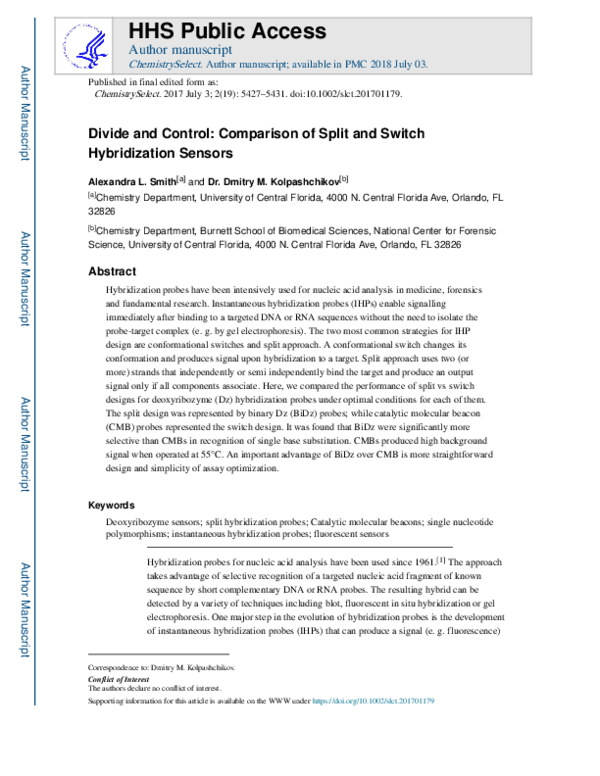 Divide and Control: Comparison of Split and Switch Hybridization Sensors