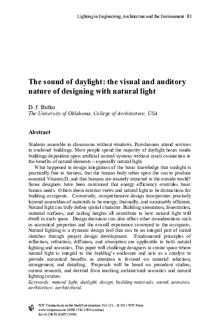 (PDF) The sound of daylight: the visual and auditory nature of ...