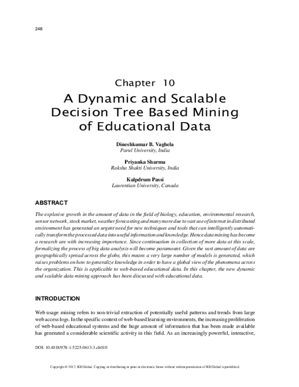 (PDF) A Dynamic and Scalable Decision Tree Based Mining of Educational Data