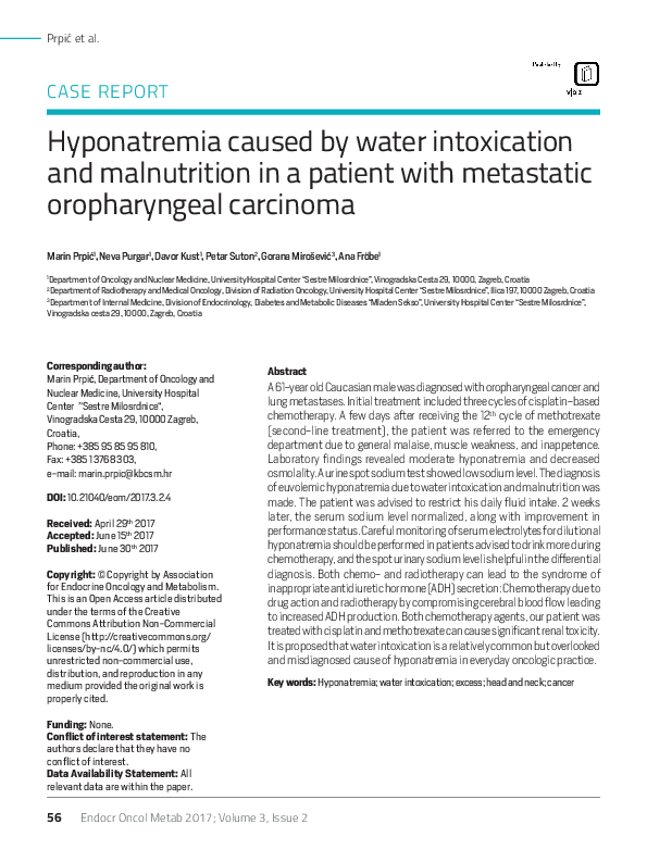 (PDF) Hyponatremia caused by water intoxication and malnutrition in a ...