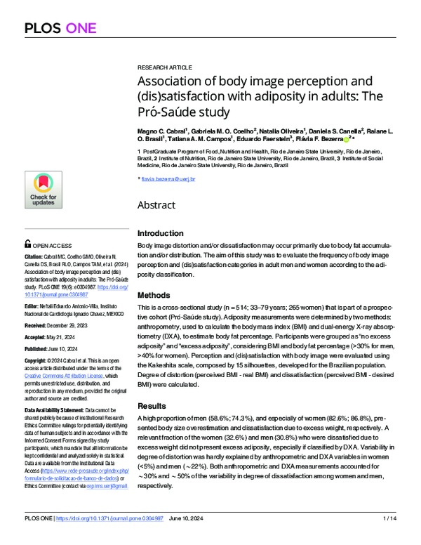 (PDF) Association of body image perception and (dis)satisfaction with ...