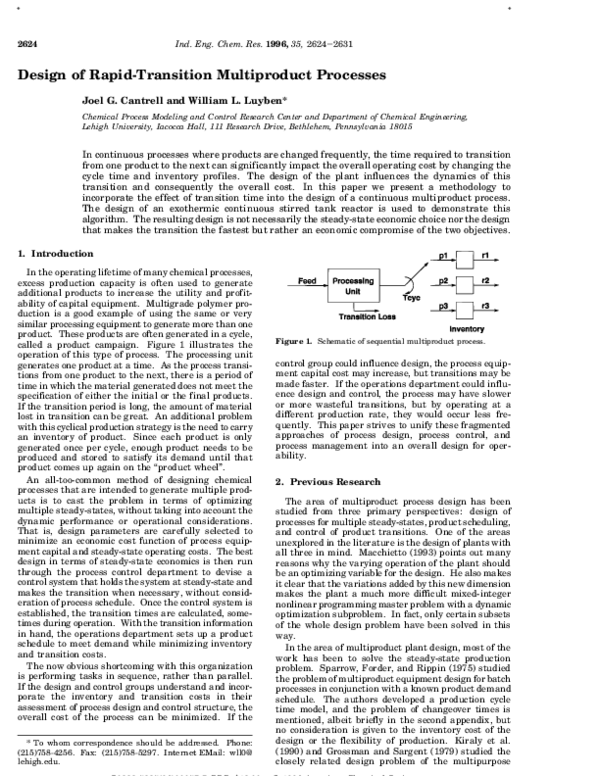 (PDF) Design of Rapid-Transition Multiproduct Processes