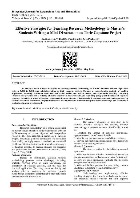 (PDF) Effective Strategies for Teaching Research Methodology to Master ...