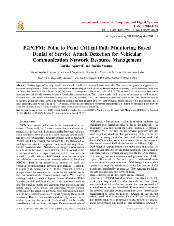 (PDF) P2PCPM: Point to Point Critical Path Monitoring Based Denial of Service Attack Detection ...