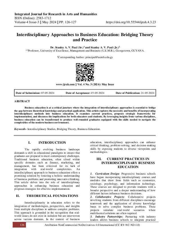 Pdf Interdisciplinary Approaches To Business Education Bridging