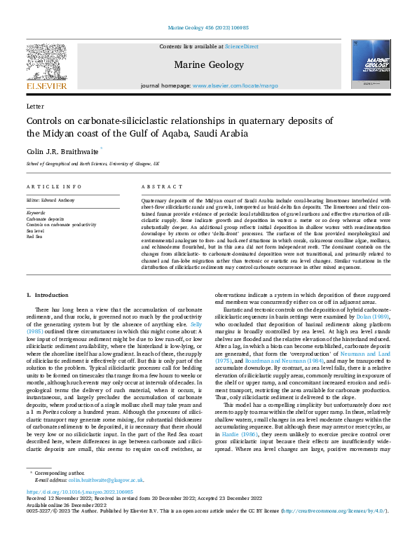 (PDF) Controls on carbonate-siliciclastic relationships in quaternary ...