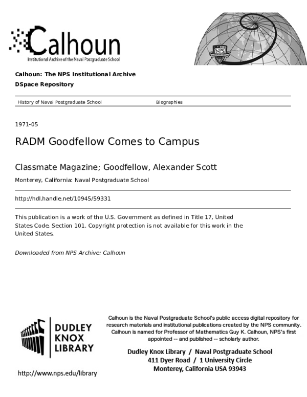 (PDF) RADM Goodfellow Comes to Campus