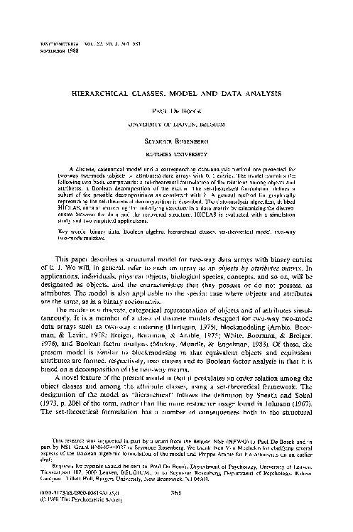 (PDF) Hierarchical classes: Model and data analysis