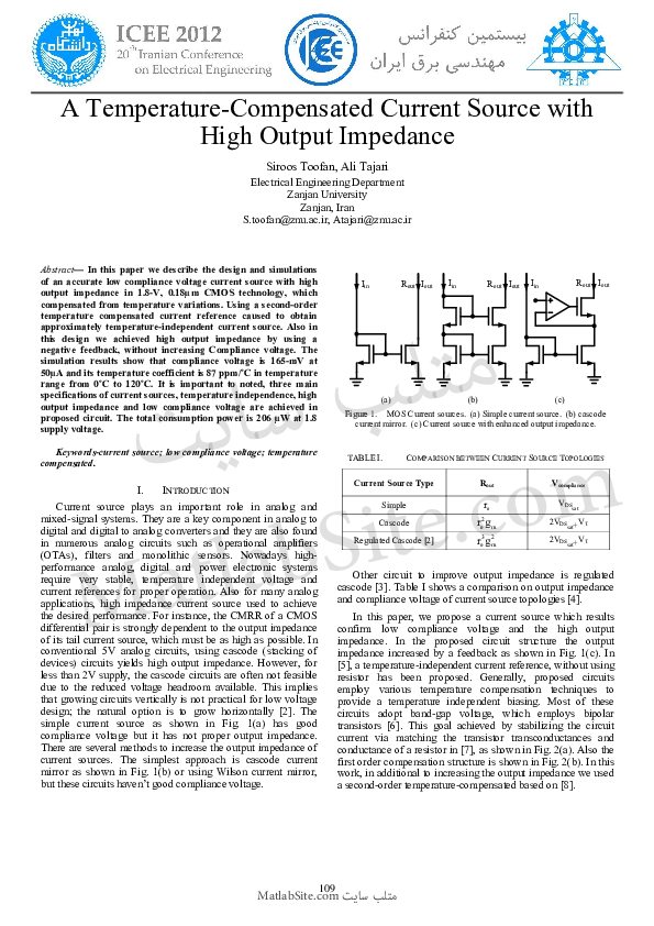 (PDF) A temperature-compensated current source with high output impedance | Ali Tajari ...