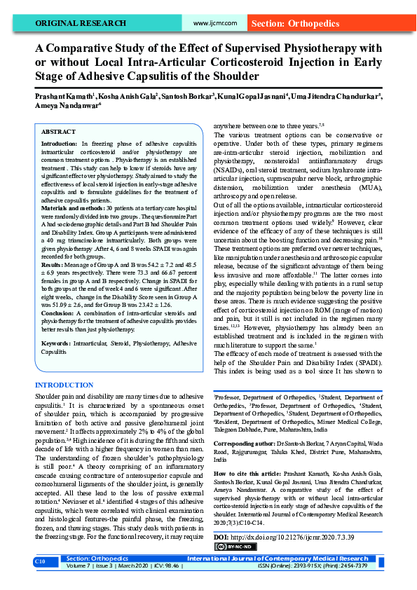 (PDF) A Comparative Study of the Effect of Supervised Physiotherapy ...