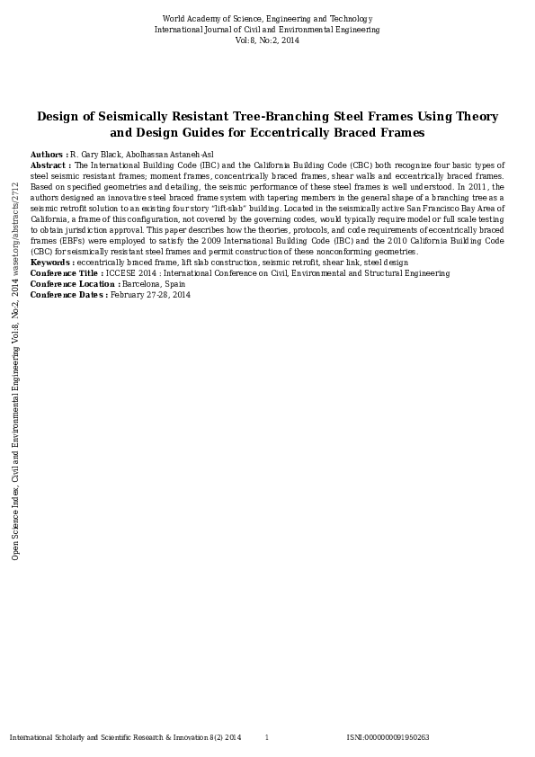 (PDF) Design of Seismically Resistant Tree-Branching Steel Frames Using ...