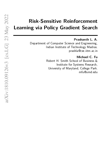 (PDF) Risk-Sensitive Reinforcement Learning via Policy Gradient Search