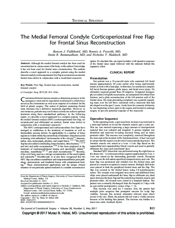 (PDF) The Medial Femoral Condyle Corticoperiosteal Free Flap for ...