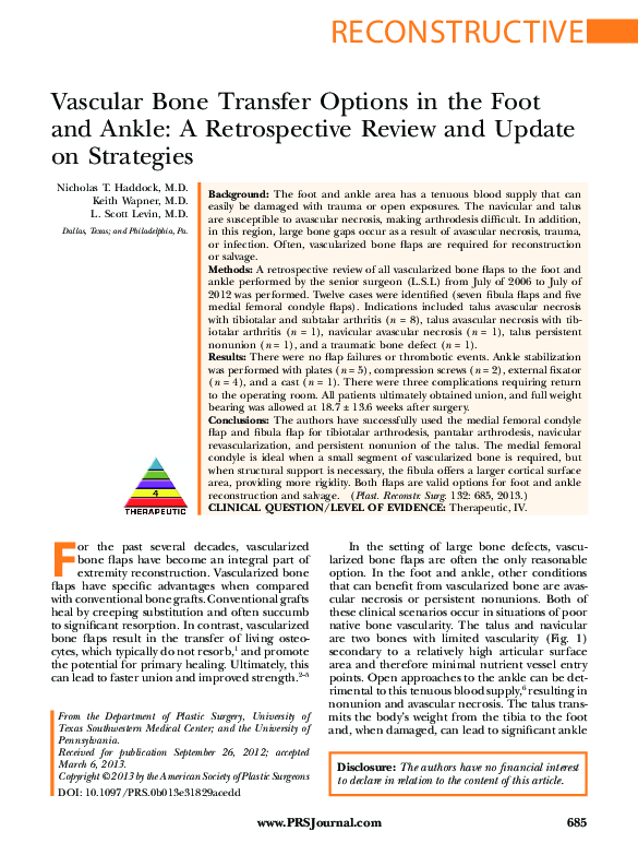 (PDF) Vascular Bone Transfer Options in the Foot and Ankle