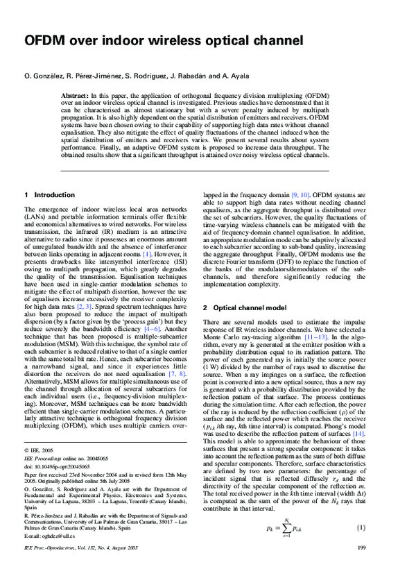 (PDF) OFDM over indoor wireless optical channel