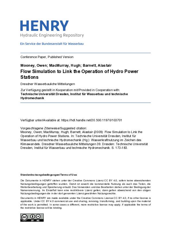 (PDF) Flow Simulation to Link the Operation of Hydro Power Stations