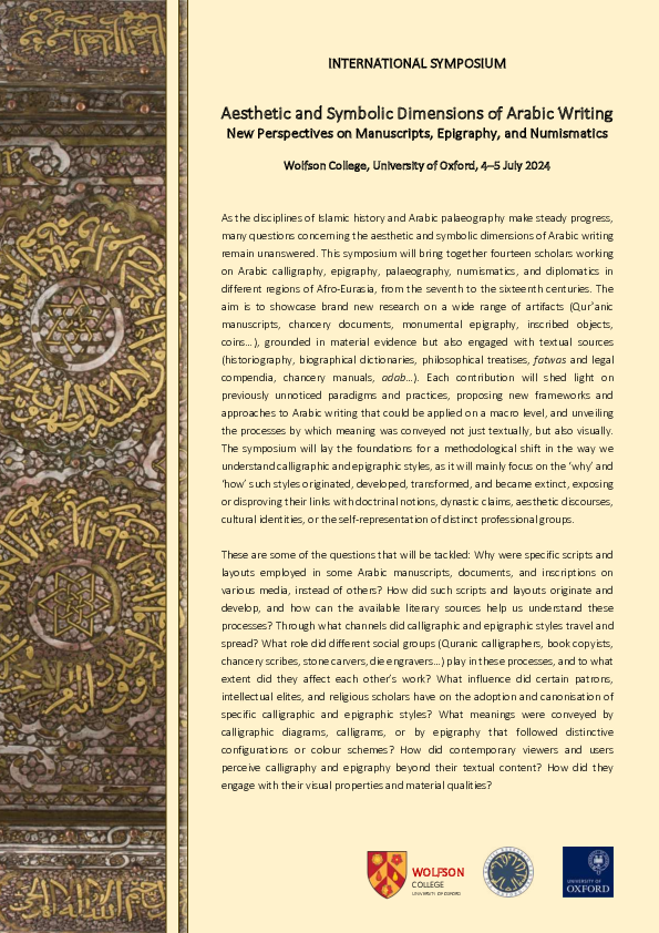 (PDF) Aesthetic and Symbolic Dimensions of Arabic Writing: New ...