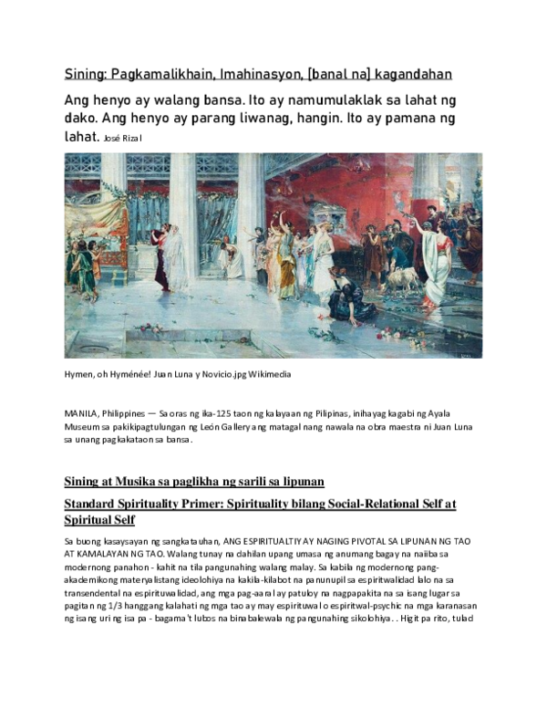 (PDF) Sining at musika - ang panlipunang sarili, ang espirituwal na ...