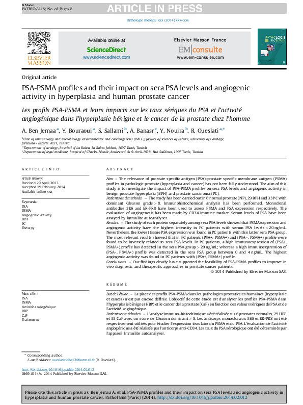 (PDF) PSA-PSMA profiles and their impact on sera PSA levels and ...