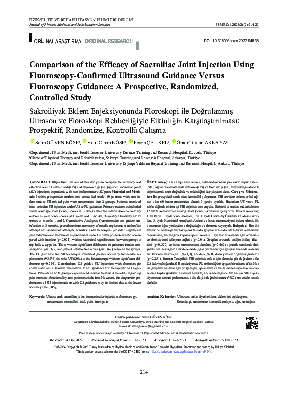 (PDF) Comparison of the Efficacy of Sacroiliac Joint Injection Using ...