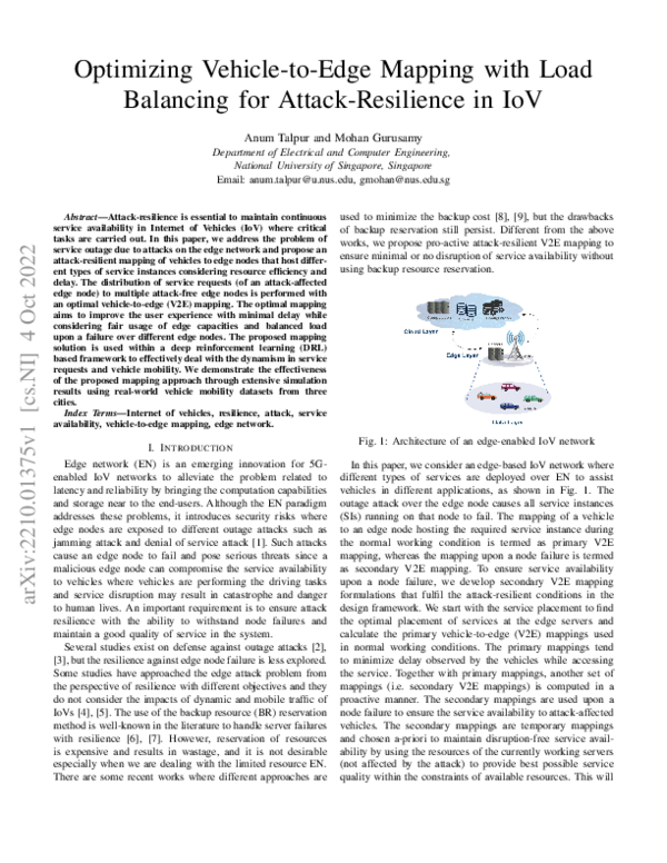 (PDF) Optimizing Vehicle-to-Edge Mapping with Load Balancing for Attack ...