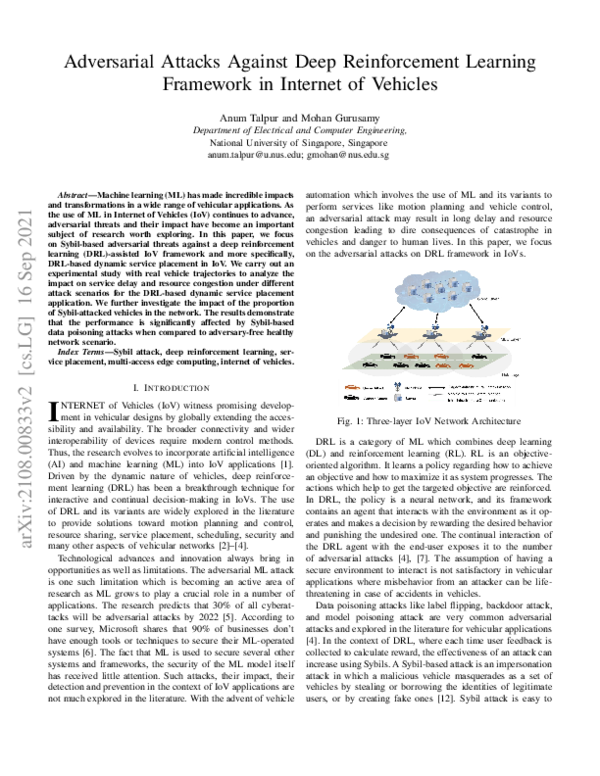 (PDF) Adversarial Attacks Against Deep Reinforcement Learning Framework ...