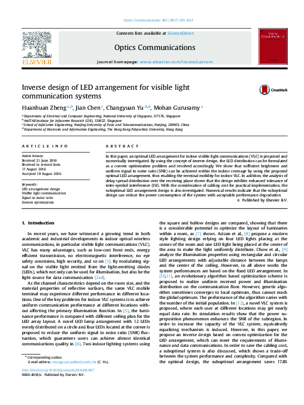 (PDF) Inverse design of LED arrangement for visible light communication systems