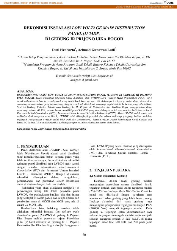 (PDF) Rekondisi Instalasi Low Voltage Main Distribution Panel (LVMDP ...