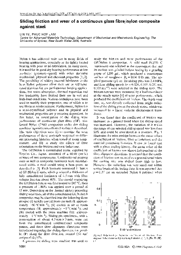 (PDF) Sliding friction and wear of a continuous glass fibre/nylon ...