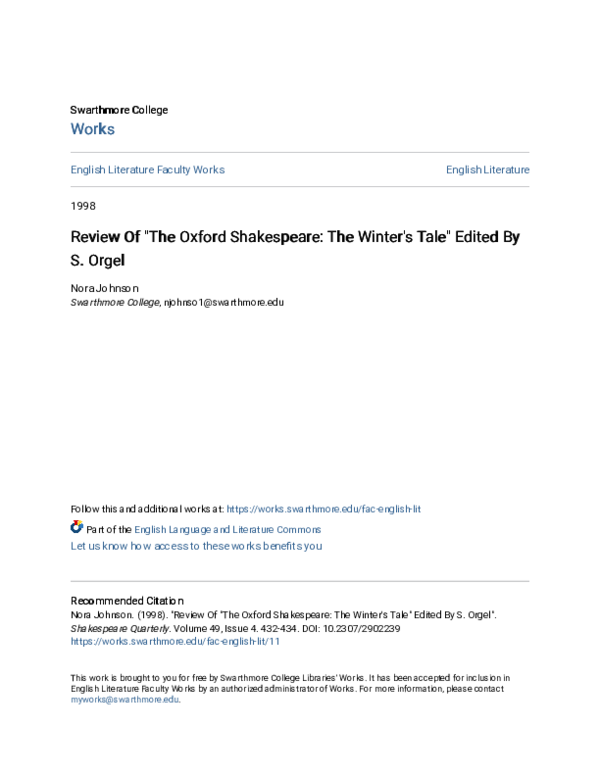(PDF) The Oxford Shakespeare: The Winter's Tale