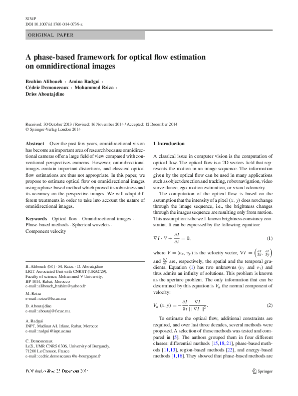 (PDF) A phase-based framework for optical flow estimation on omnidirectional images