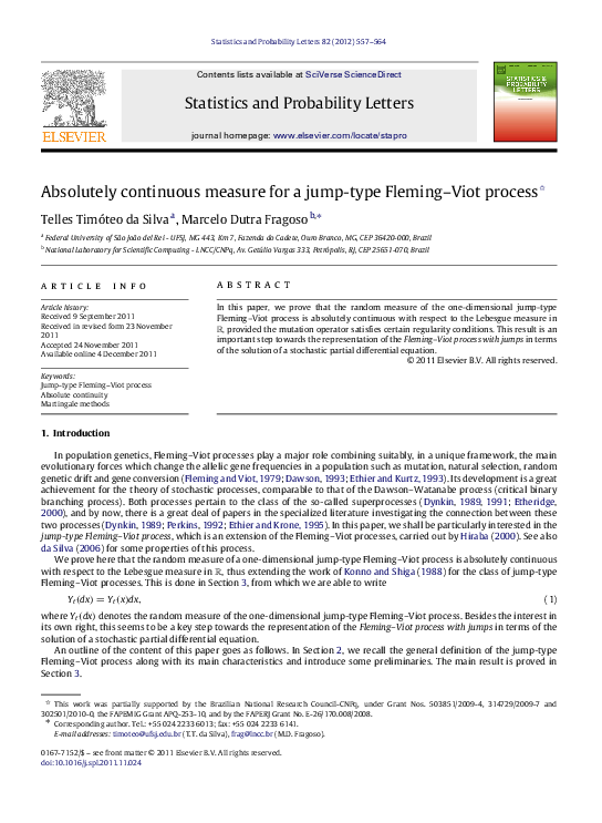 (PDF) Absolutely continuous measure for a jump-type Fleming–Viot process