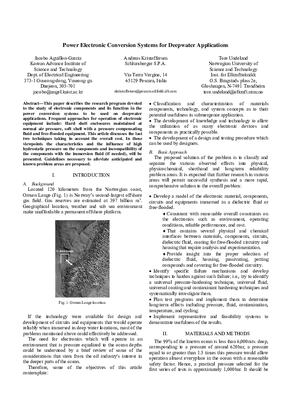 (PDF) Power electronic conversion systems for deepwater applications