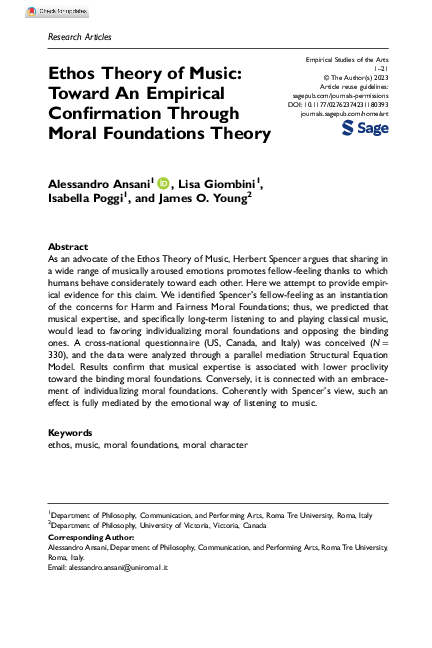 (PDF) Ethos Theory of Music: Toward An Empirical Confirmation Through ...