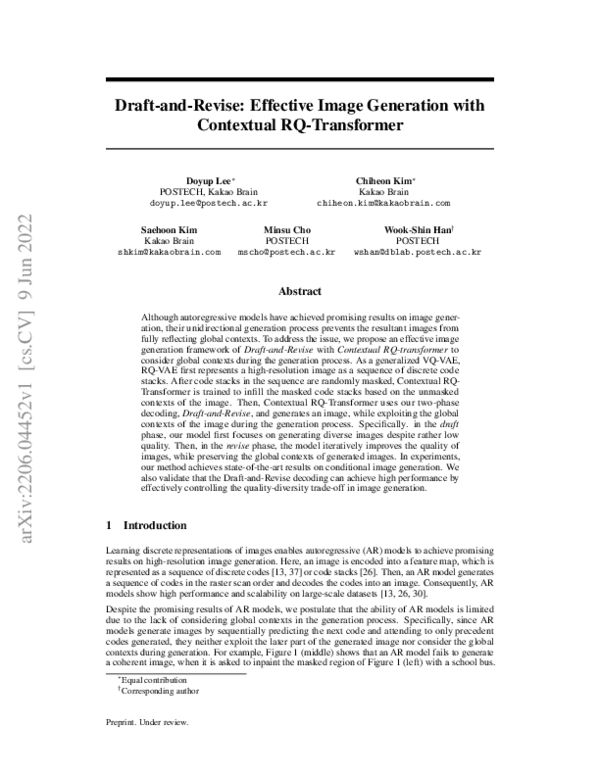 (PDF) Draft-and-Revise: Effective Image Generation with Contextual RQ ...