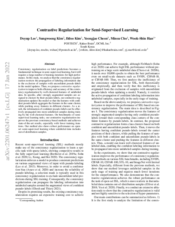 (PDF) Contrastive Regularization for Semi-Supervised Learning