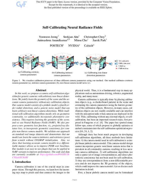 (PDF) Self-Calibrating Neural Radiance Fields