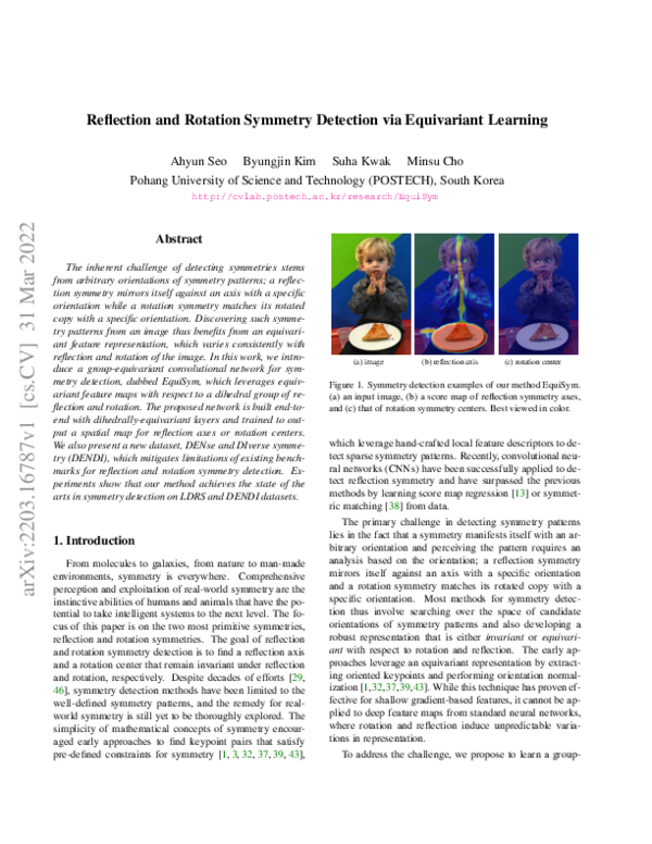 Pdf Reflection And Rotation Symmetry Detection Via Equivariant Learning