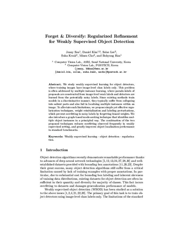 (PDF) Forget and Diversify: Regularized Refinement for Weakly Supervised Object Detection ...