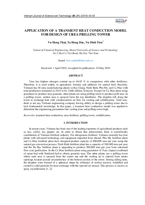 (PDF) Application of a Transient Heat Conduction Model for Design of ...