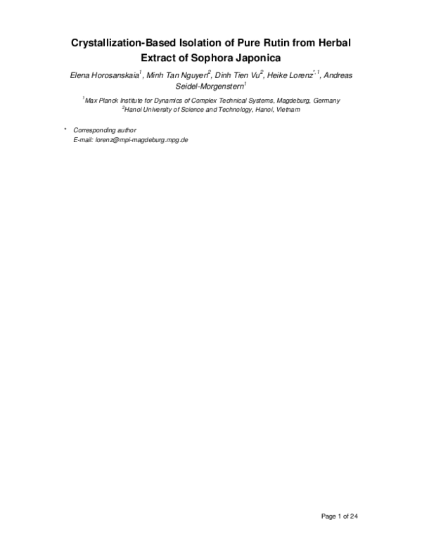 (PDF) Crystallization-Based Isolation of Pure Rutin from Herbal Extract ...